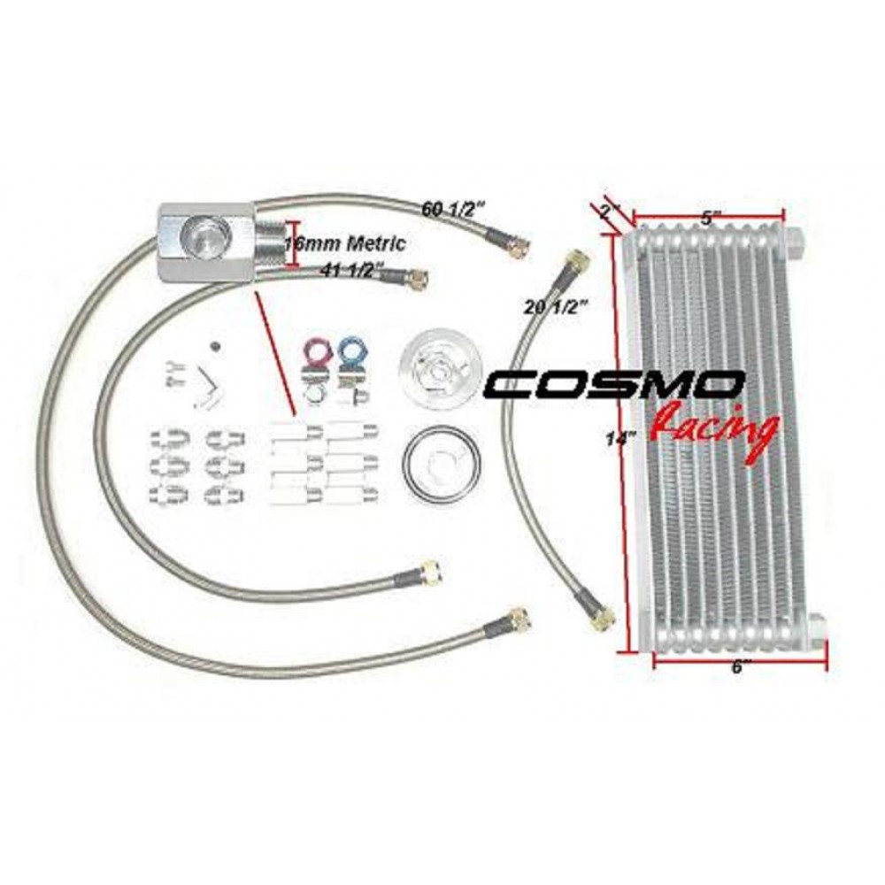 UNIVERSAL HIGH-FLOW OIL COOLER - 8 ROWS